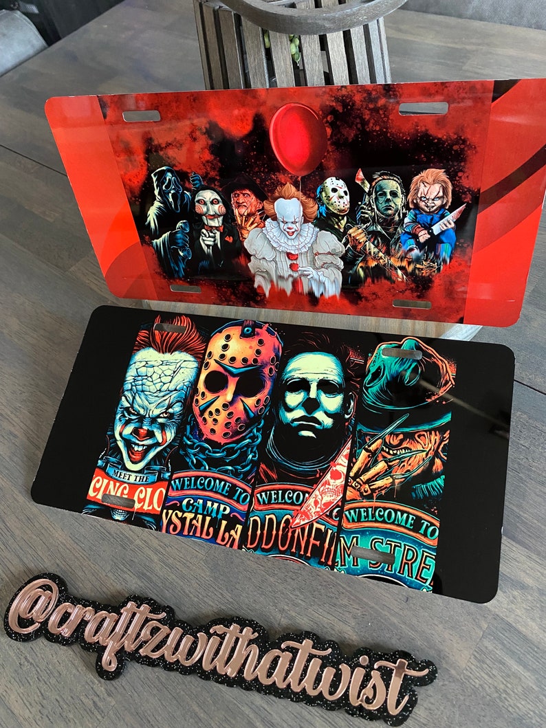SET of 2 - Horror Friends Aluminum License Plate| Fall Halloween ...