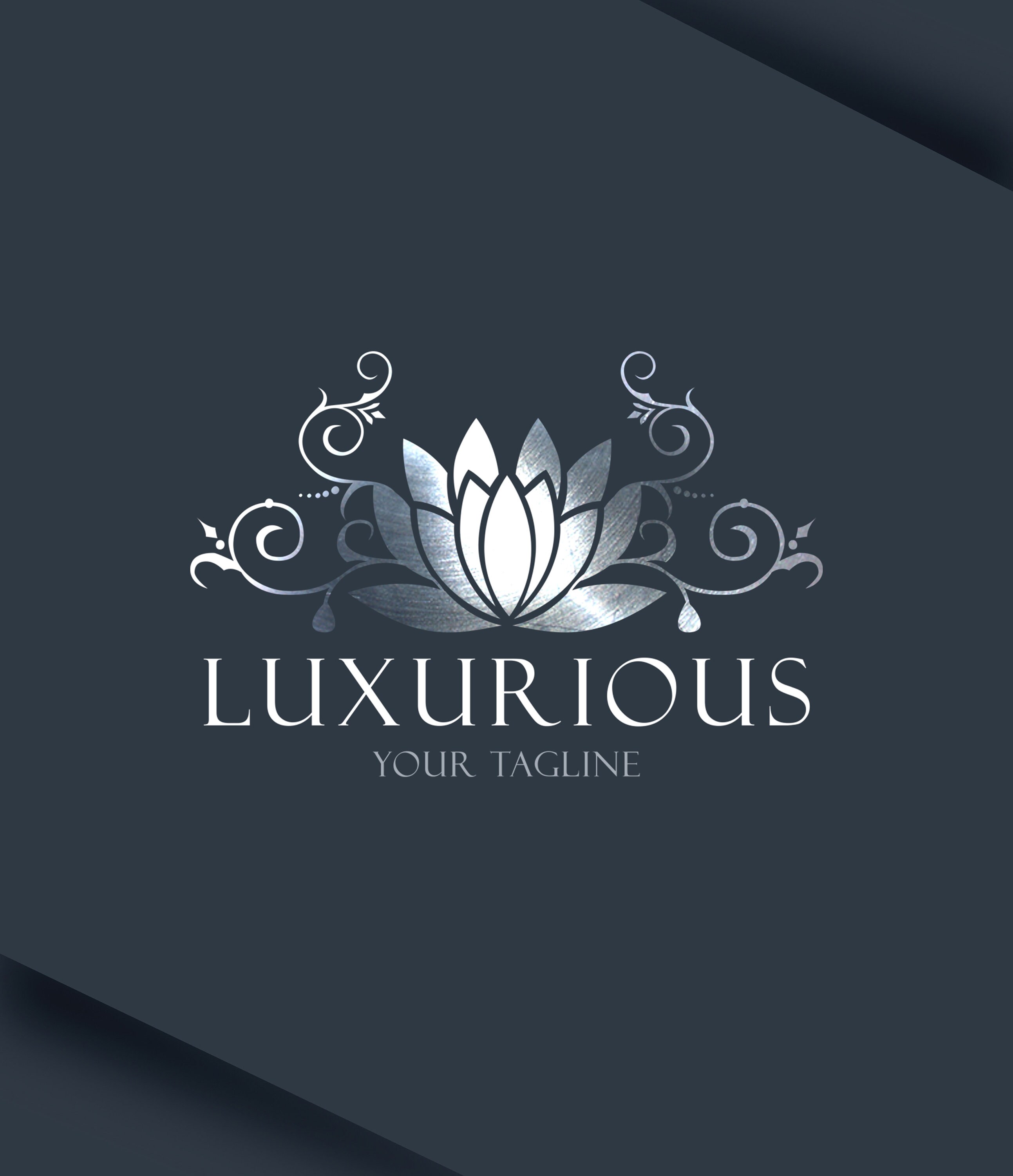 Digital Custom Silver Lotus Flower Logo Instant Download | Etsy