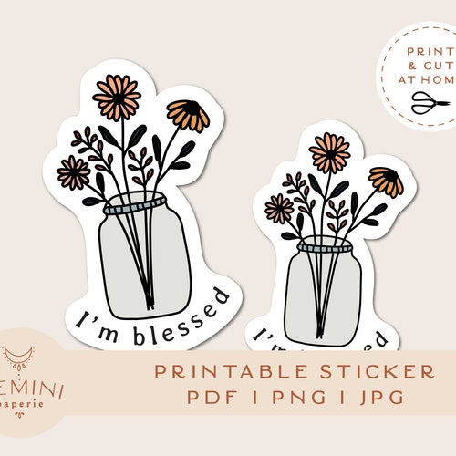 Moon Sticker Printable Floral Vinyl Sticker Laptop Decal - Etsy