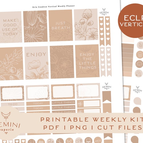 VERTICAL Planner Sticker Kit Fits Erin Condren Planner Weekly - Etsy
