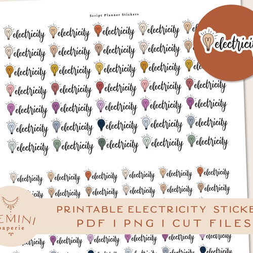 Electricity Printable Stickers Planner Script Stickers DIY - Etsy