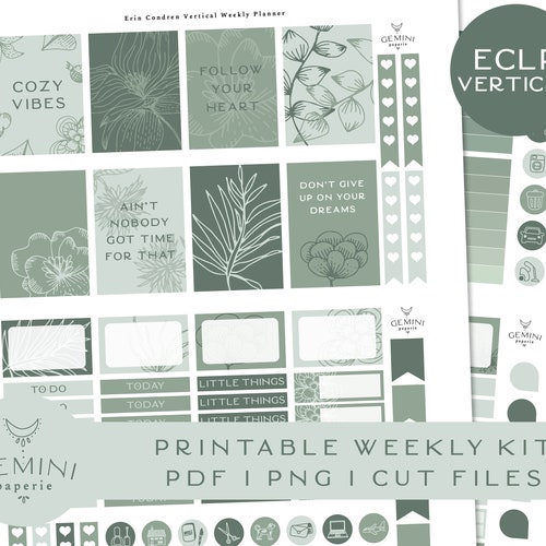 Printable Weekly Planner Stickers for Erin Condren 2021 - Etsy