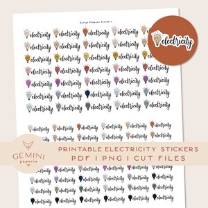 Electricity Printable Stickers, Planner Script Stickers, DIY Printable ...