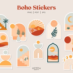 Boho Stickers, Planner Stickers, Printable Stickers, Vinyl Stickers ...