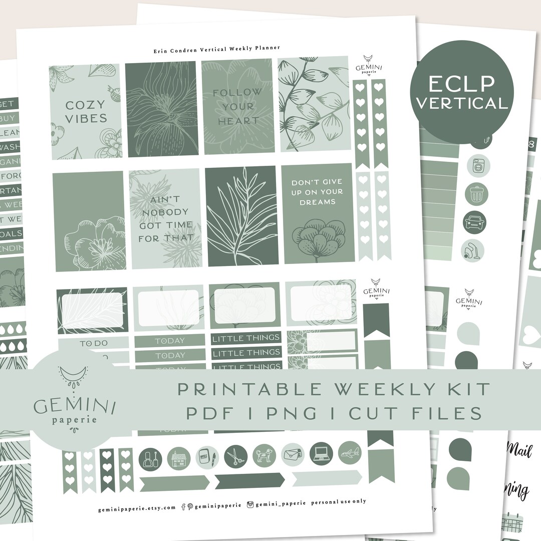 Printable Weekly Planner Stickers for Erin Condren 2021, Weekly Planner ...