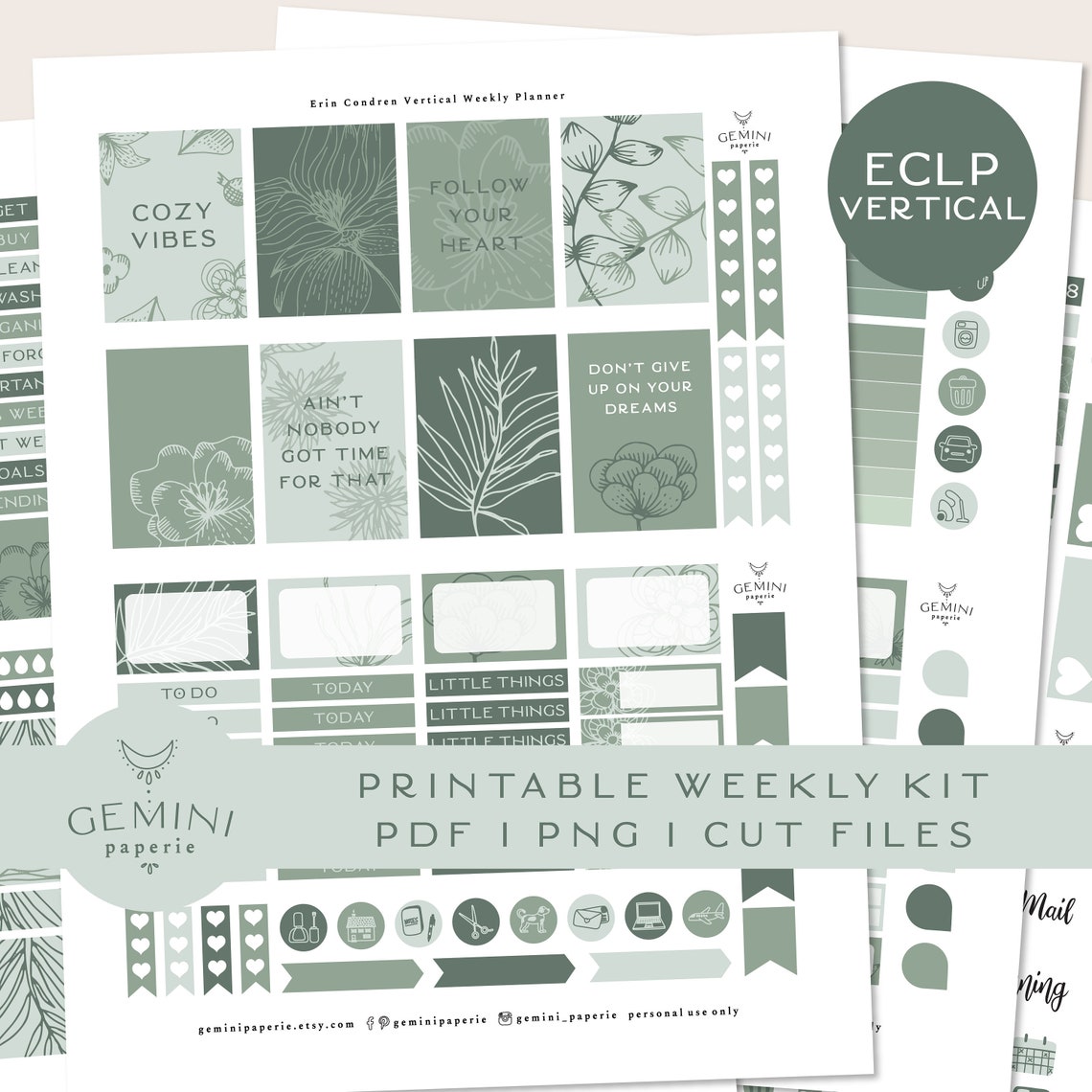 Printable Weekly Planner Stickers for Erin Condren 2021, Weekly Planner ...