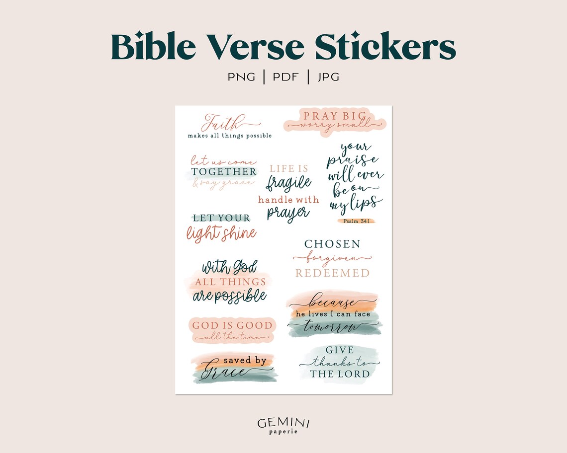 Bible Verse Sticker Bundle Religious Quote Stickers - Etsy