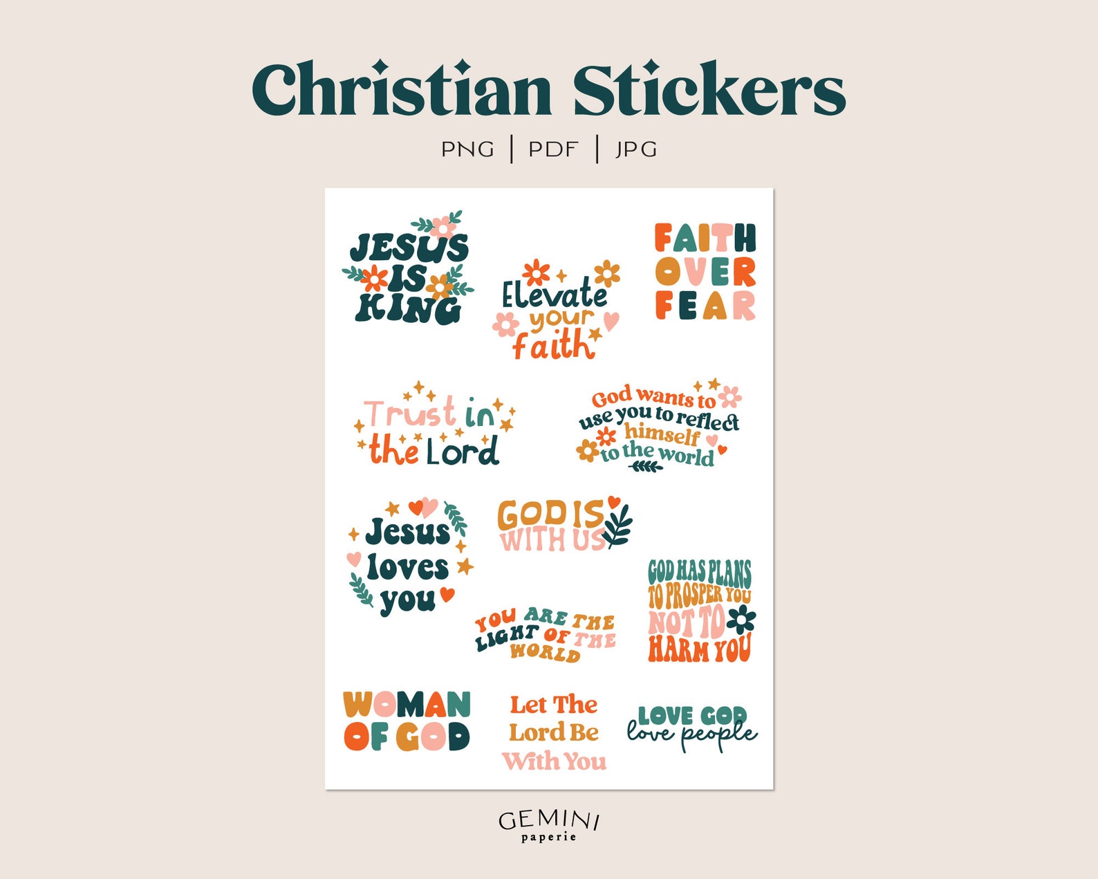 Christian Sticker Bundle Religious Printable Stickers Bundle - Etsy