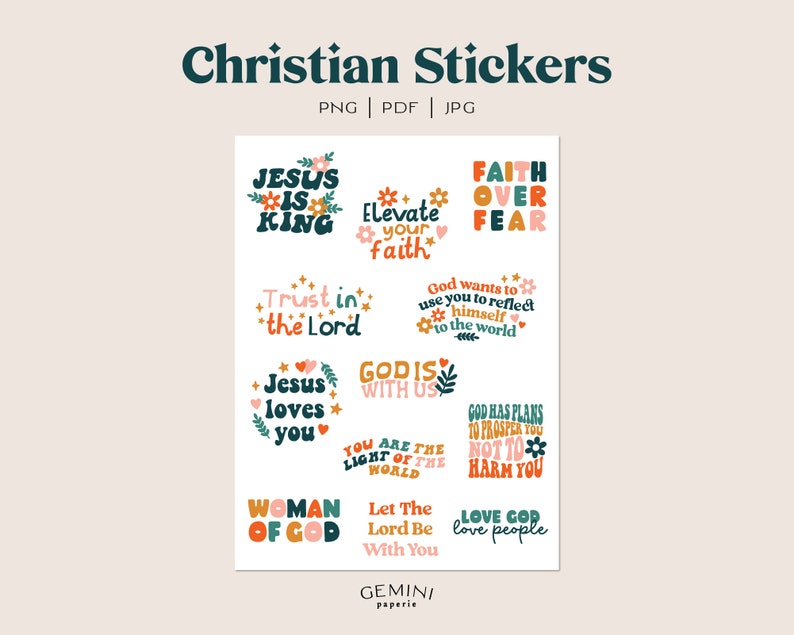 Christian Sticker Bundle, Religious Printable Stickers Bundle, Bible ...