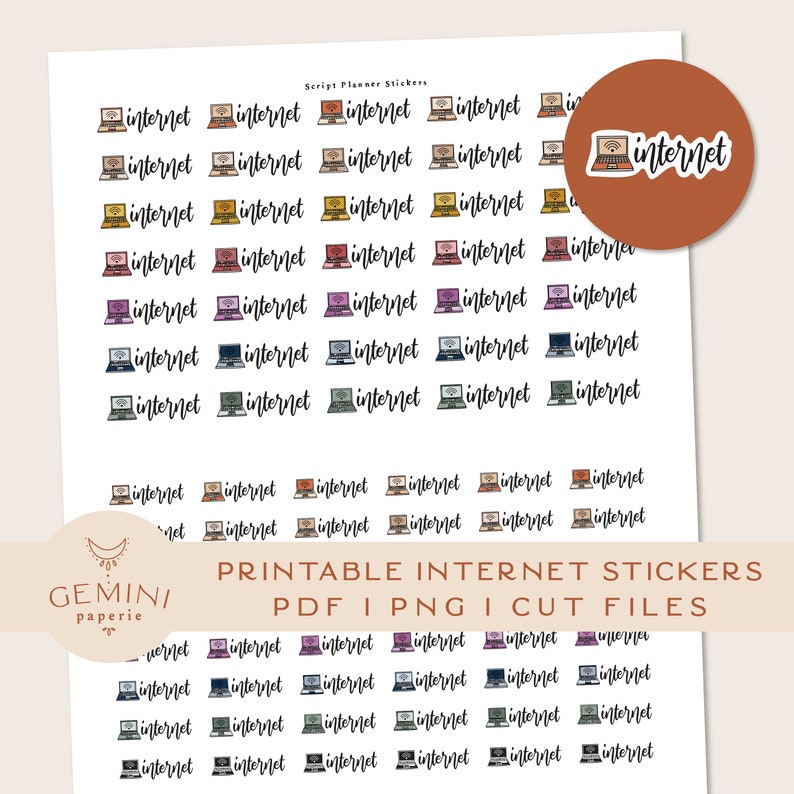 Internet Printable Stickers House Planner Script Stickers | Etsy