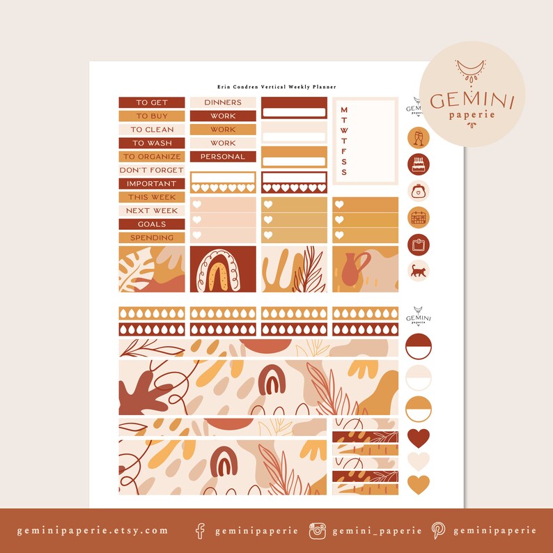 Printable Planner Stickers Weekly Kit for Erin Condren 2021 | Etsy