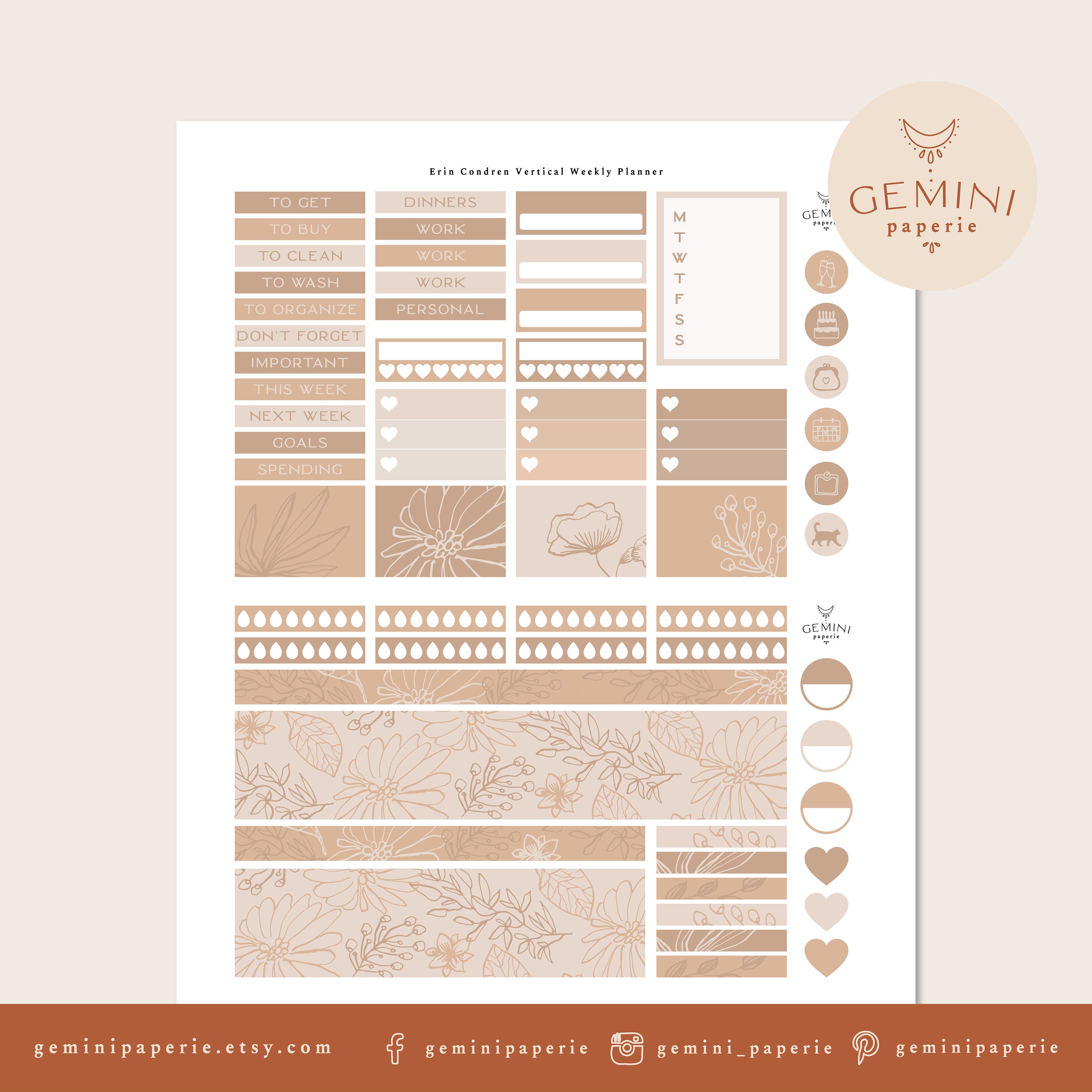 Printable Weekly Planner Stickers for Erin Condren 2021 | Etsy
