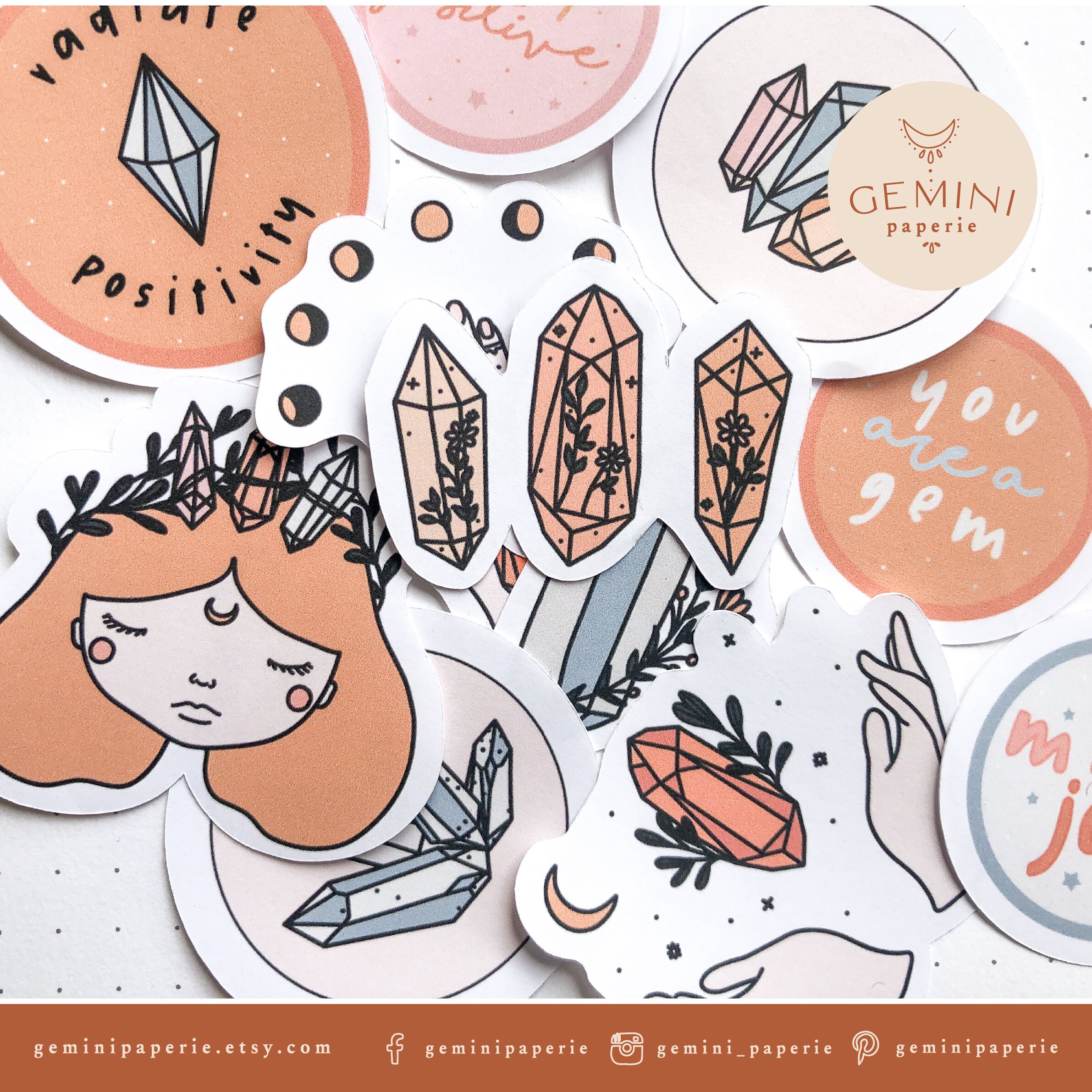 Gemstone Printable Stickers Cricut Design Stickers | Etsy