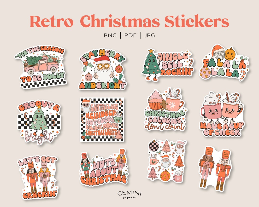 Christmas Stickers, Retro Stickers, Cute Stickers, Festive Stickers ...