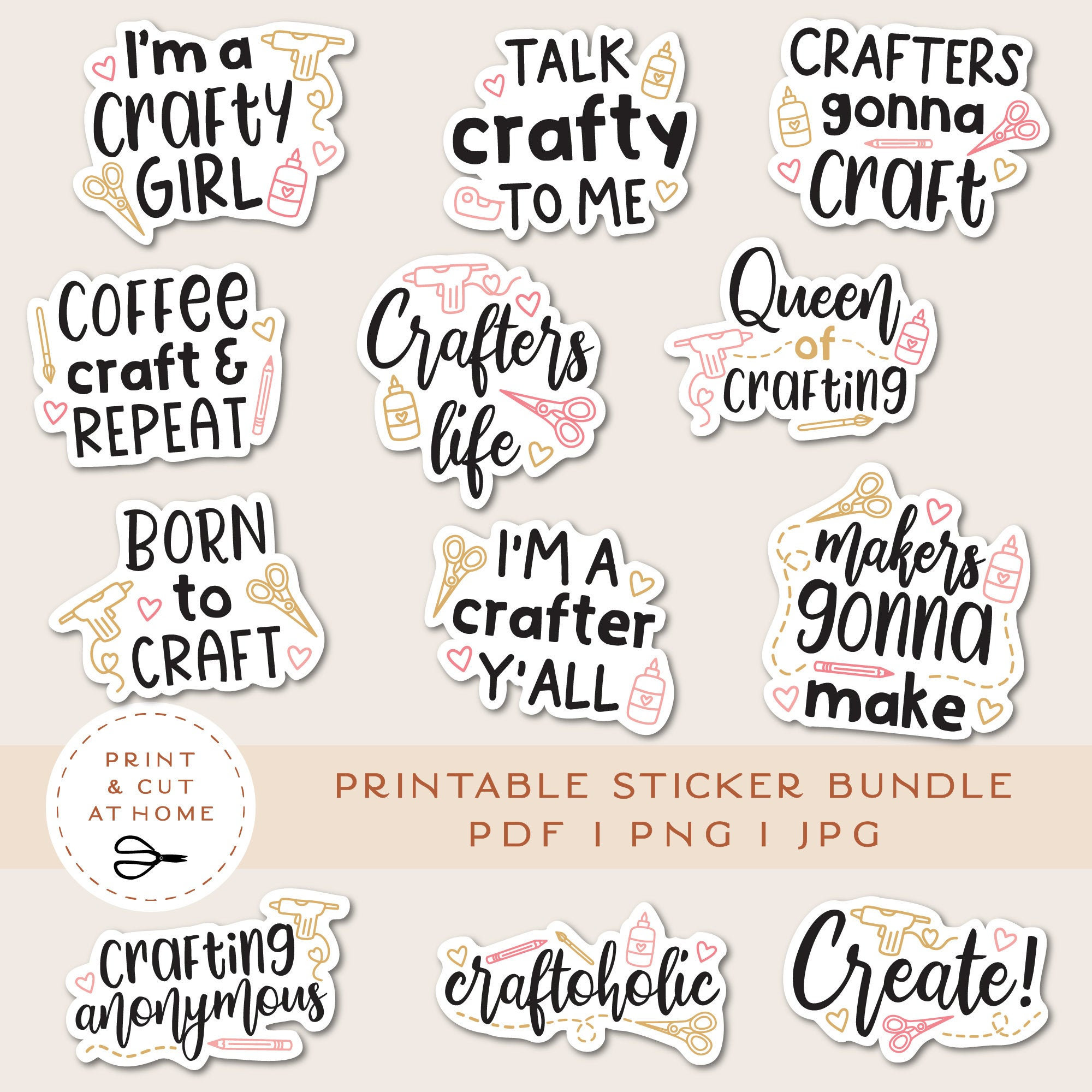 Crafting Printable Stickers Bundle Craft Vinyl Sticker - Etsy