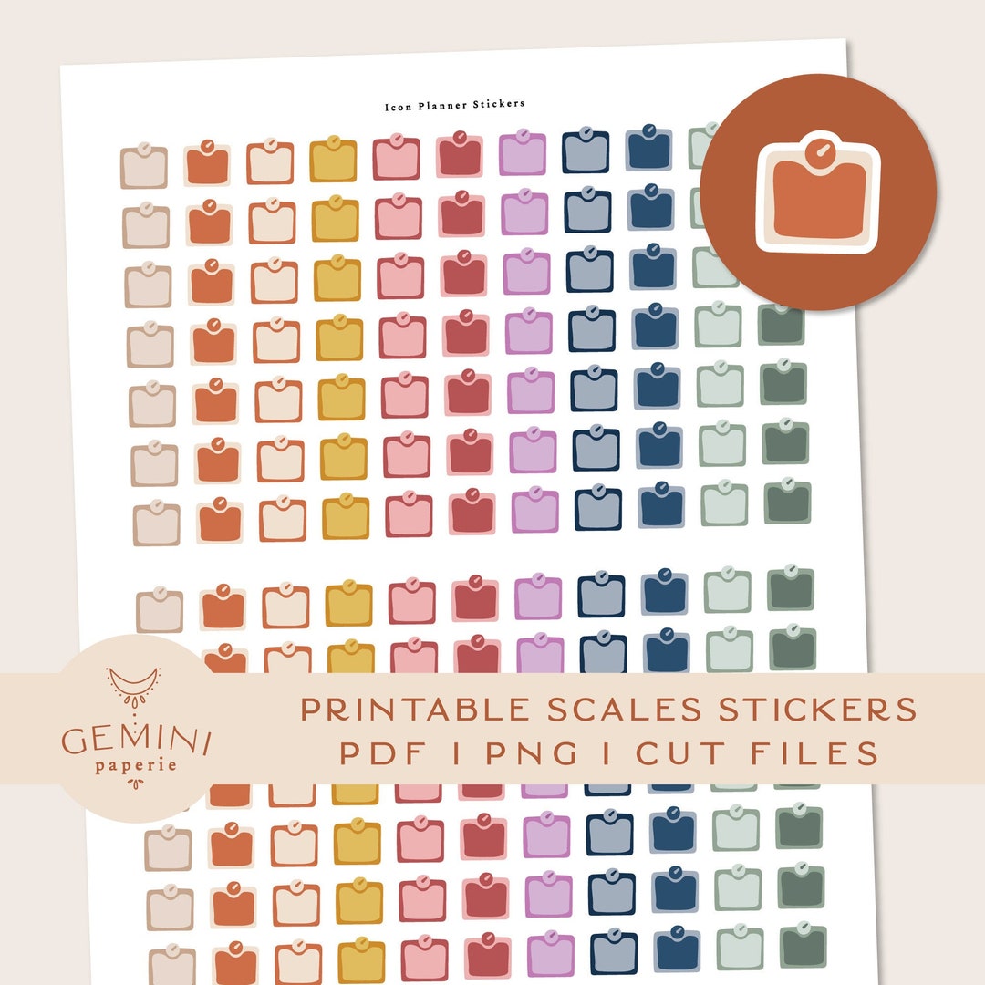 Printable Weight Scale Stickers for Planner, Functional Printable ...