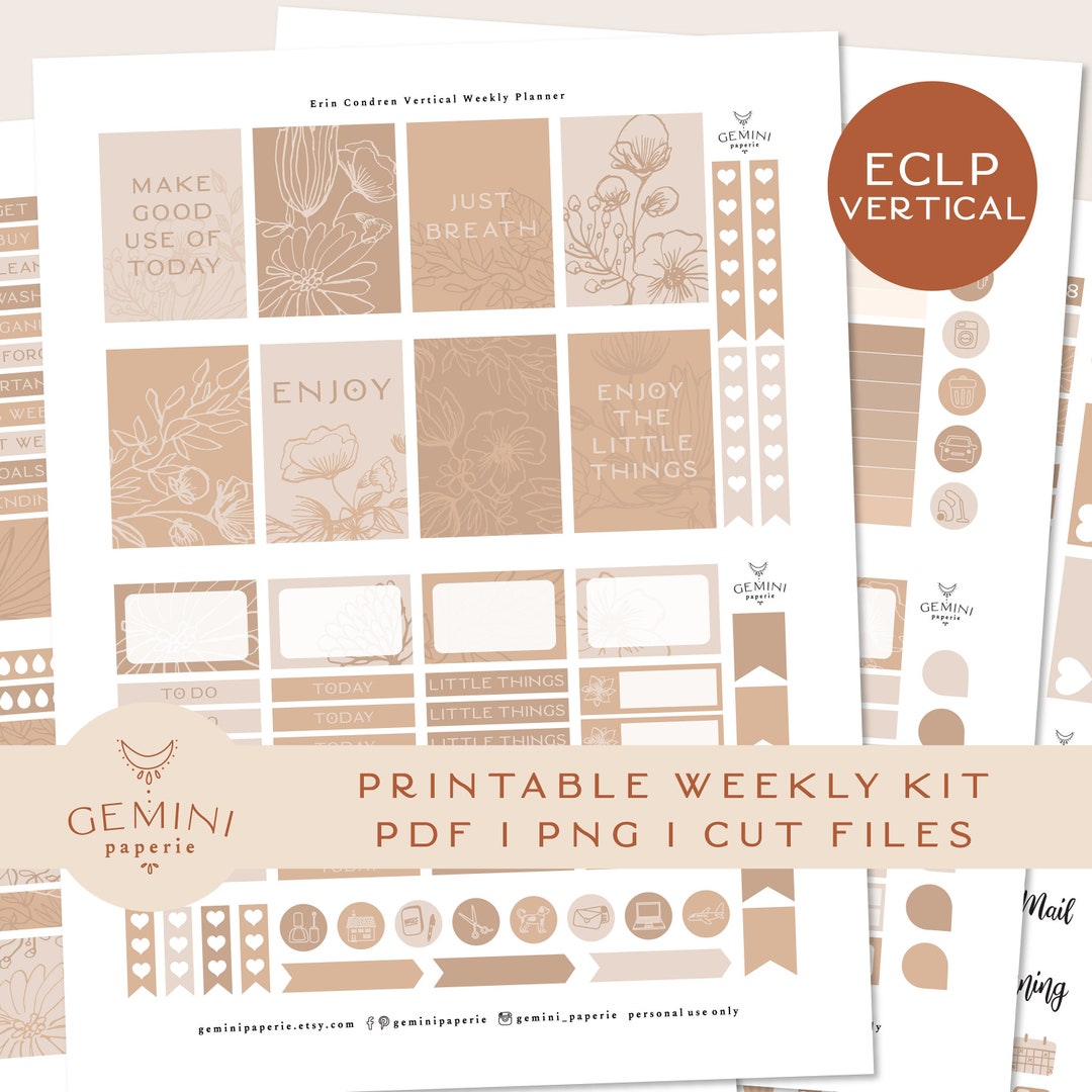 Printable Weekly Planner Stickers for Erin Condren 2021, Weekly Planner ...