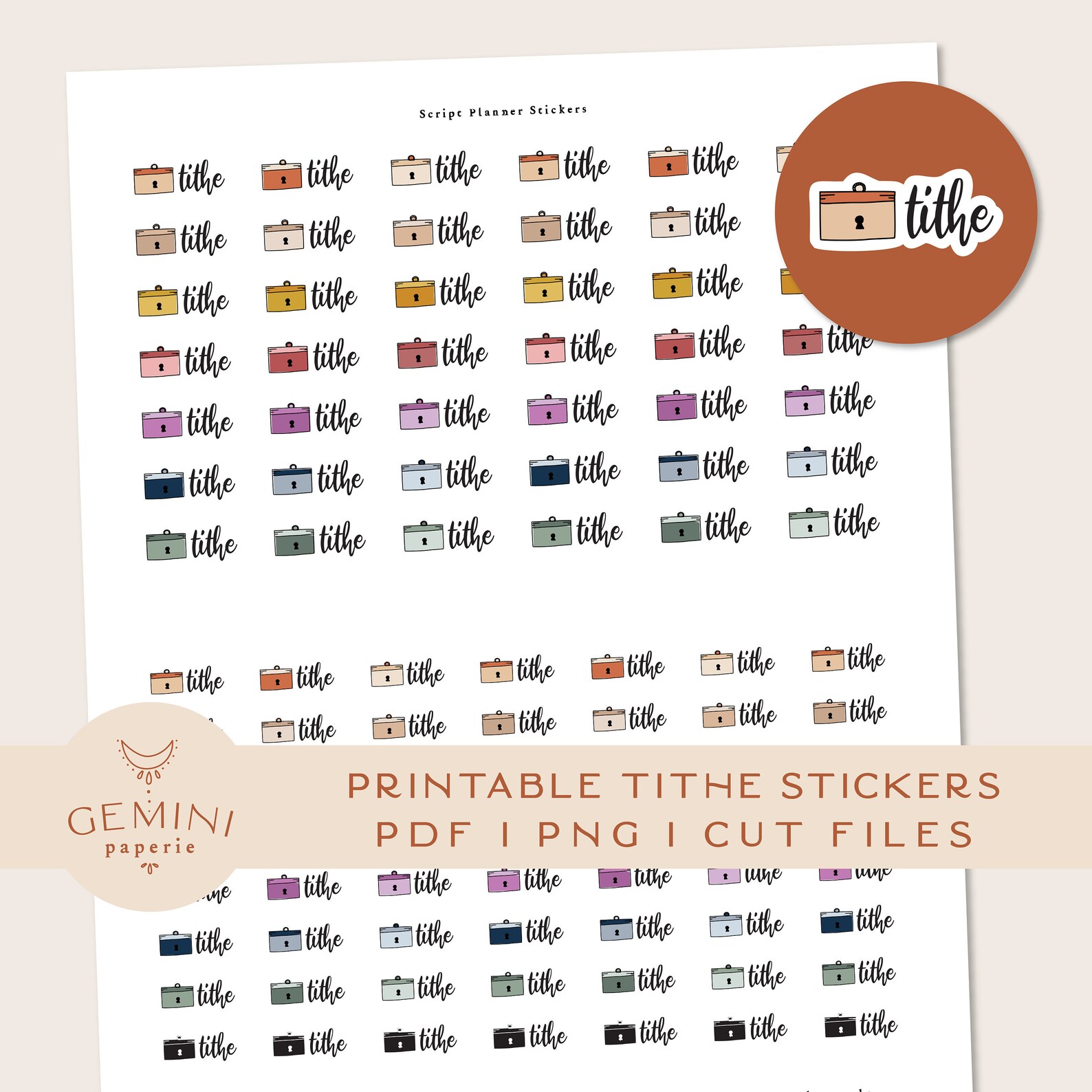 Tithe Printable Stickers, House Planner Script Stickers, DIY Printable ...