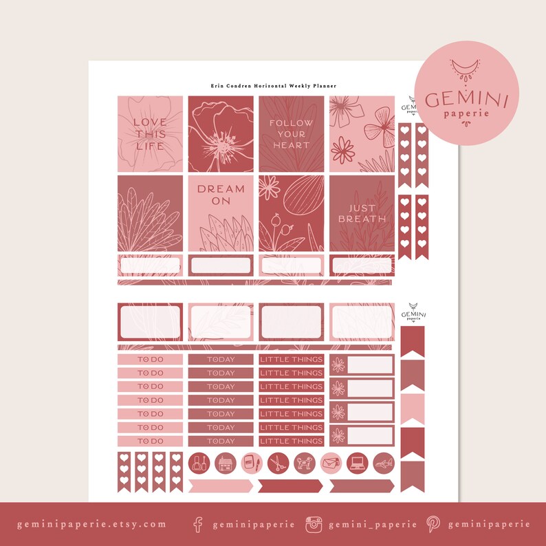 Printable Planner Stickers. Weekly Kit for Erin Condren Life | Etsy