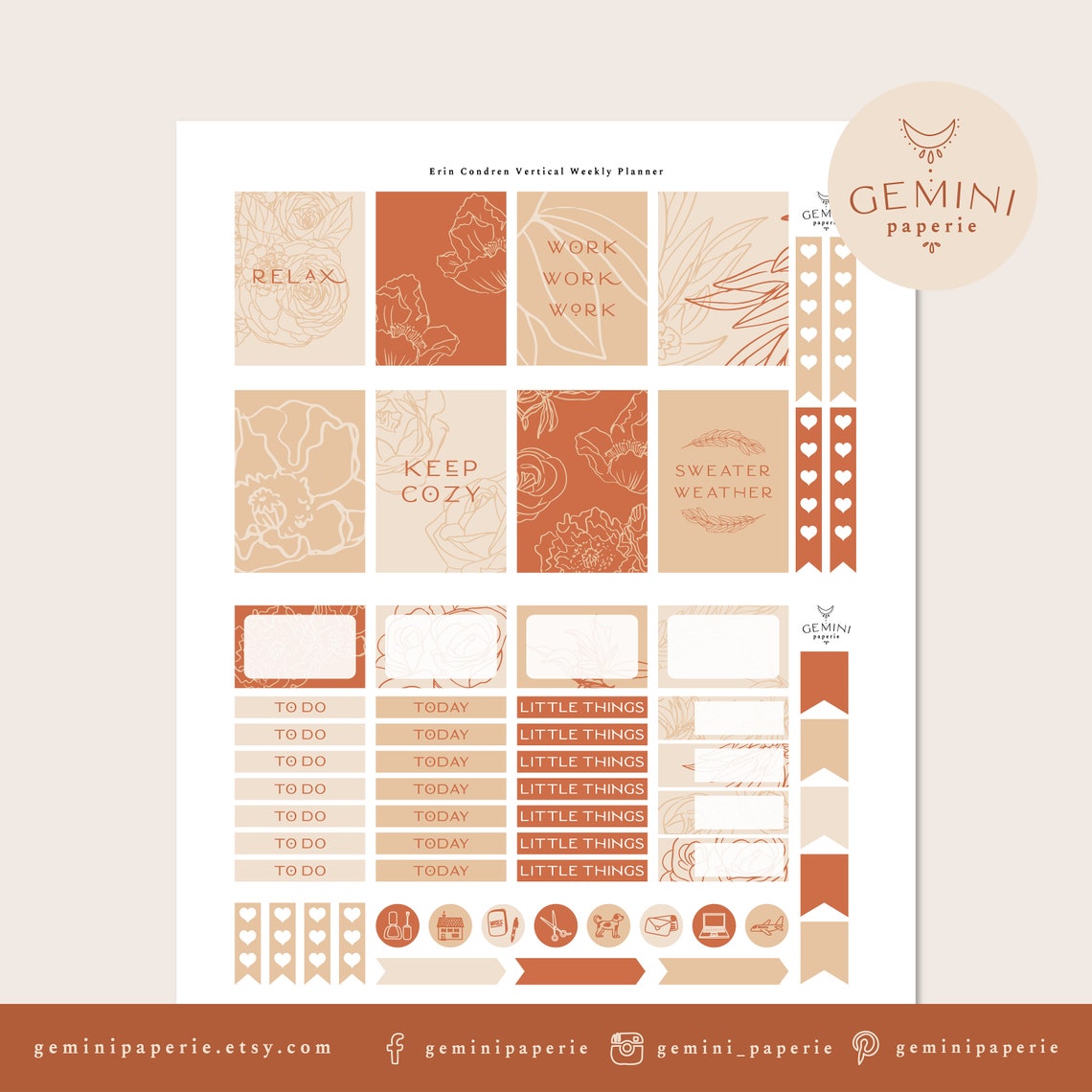 Printable Planner Stickers Weekly Kit for Erin Condren 2021 | Etsy