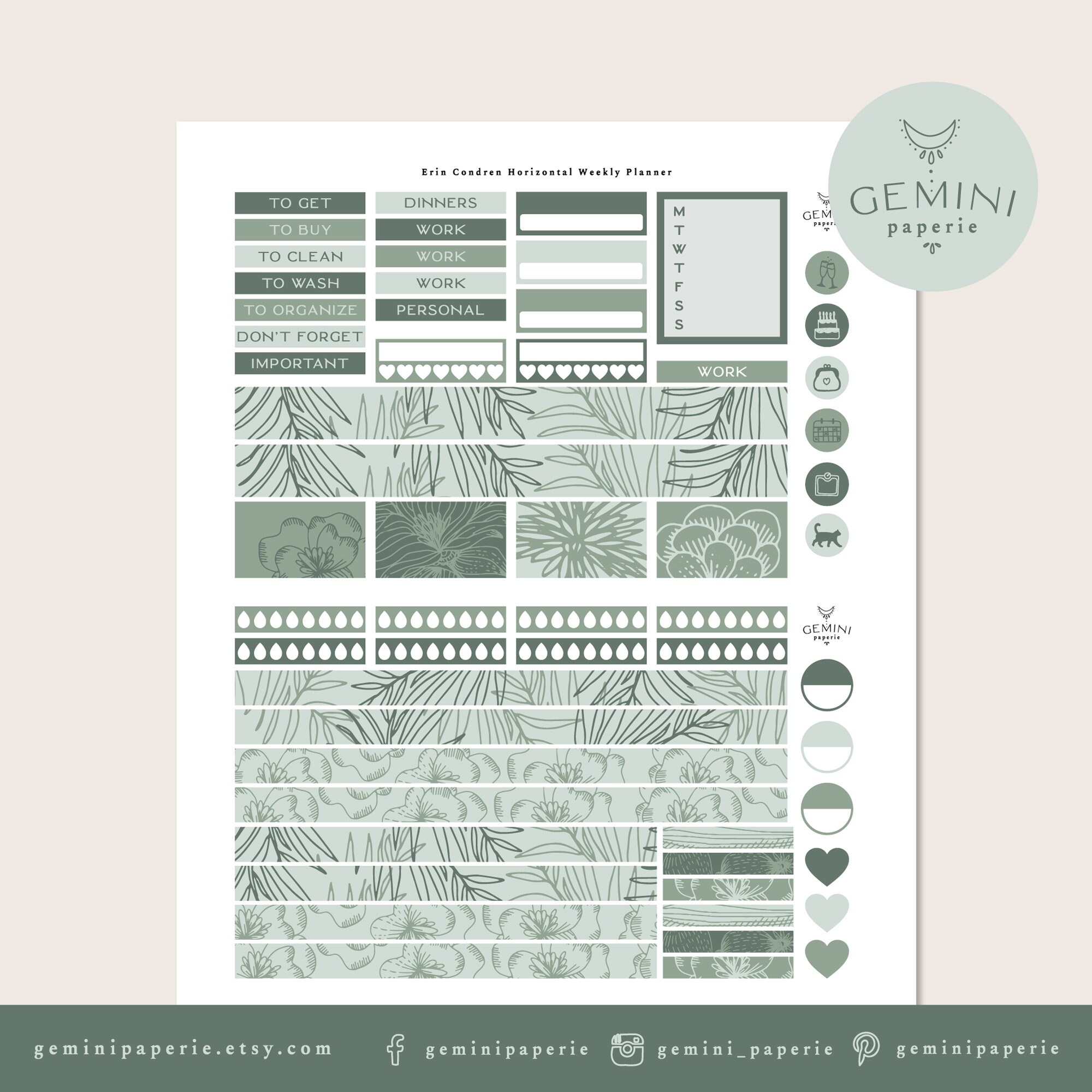 Printable Weekly Planner Stickers for Erin Condren Horizontal Life ...