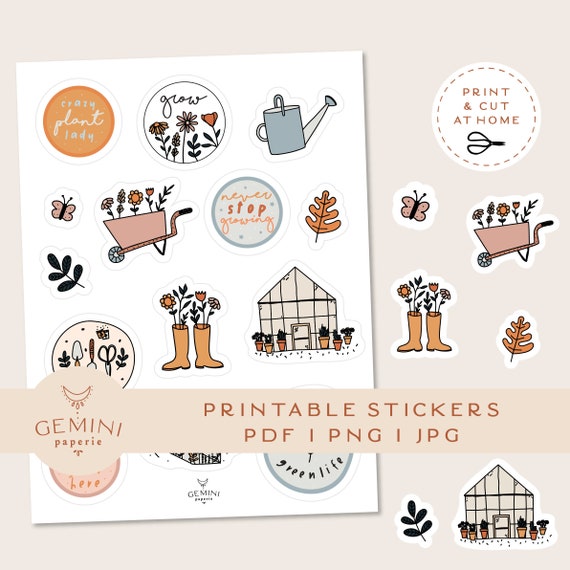 Gardening Printable Stickers Goodnotes Notability Stickers - Etsy