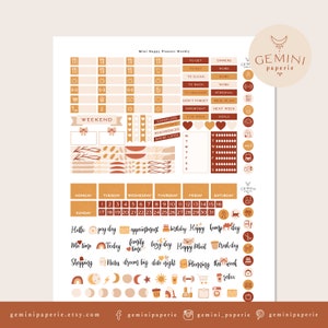 Mini Happy Planner Printable Stickers, Abstract Mambi Mini Weekly Kit ...