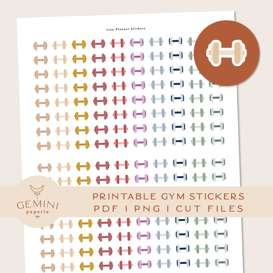 Gym Icon Printable Planner Stickers, Functional Stickers for Planners ...