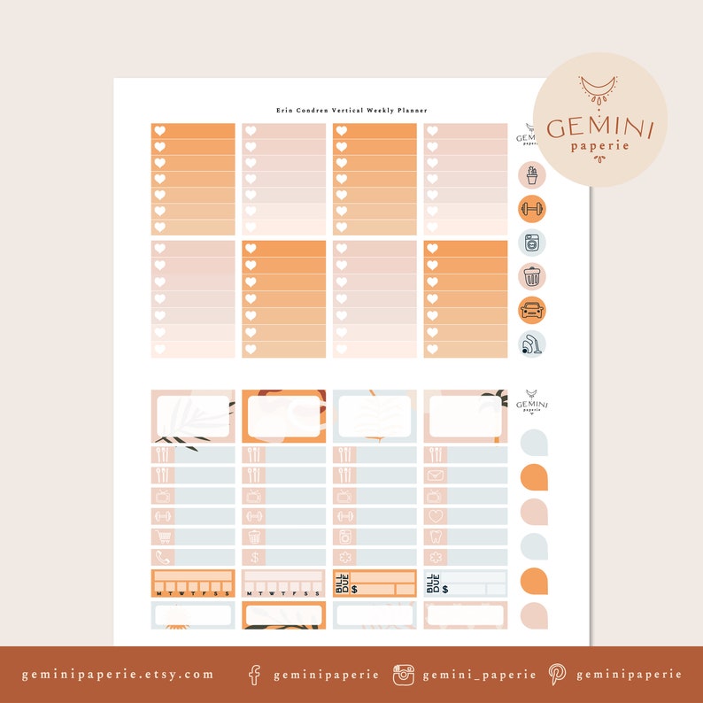 Printable Planner Stickers Weekly Kit for Erin Condren 2021 - Etsy