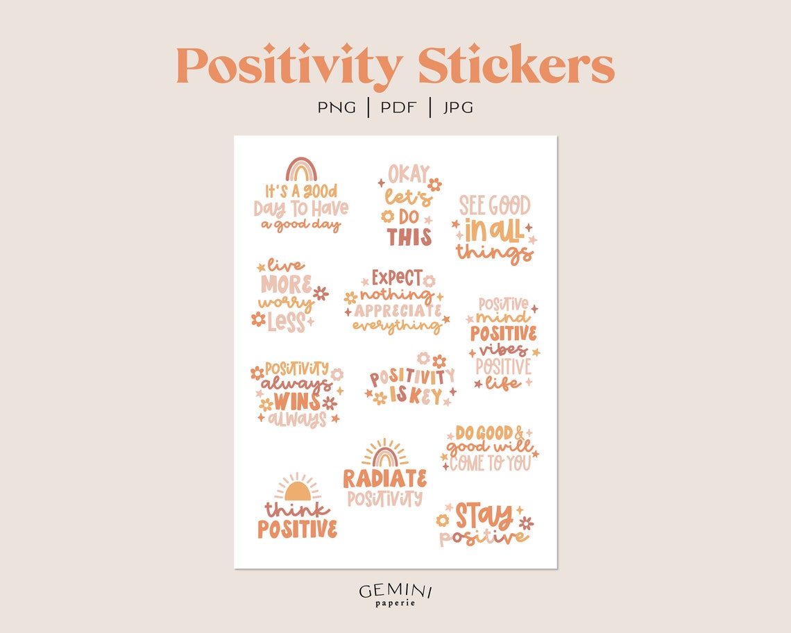 Positivity Sticker Bundle Positivity Stickers Digital - Etsy