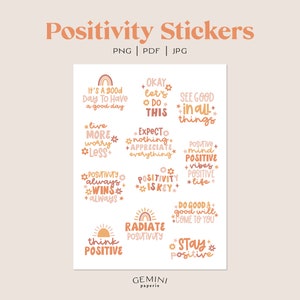Positivity Sticker Bundle, Positivity Stickers, Digital Sticker Bundle ...