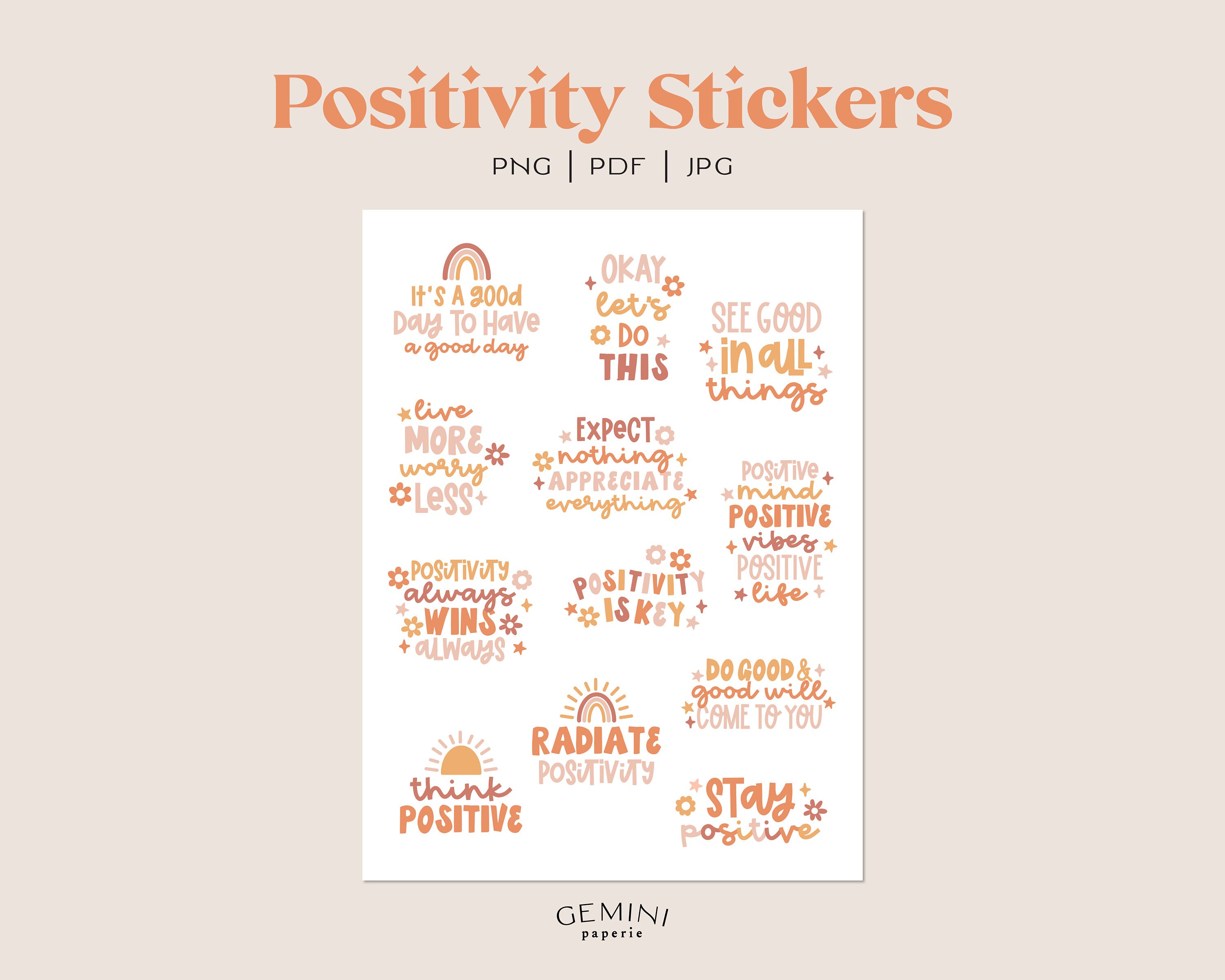 Positivity Sticker Bundle Positivity Stickers Digital - Etsy
