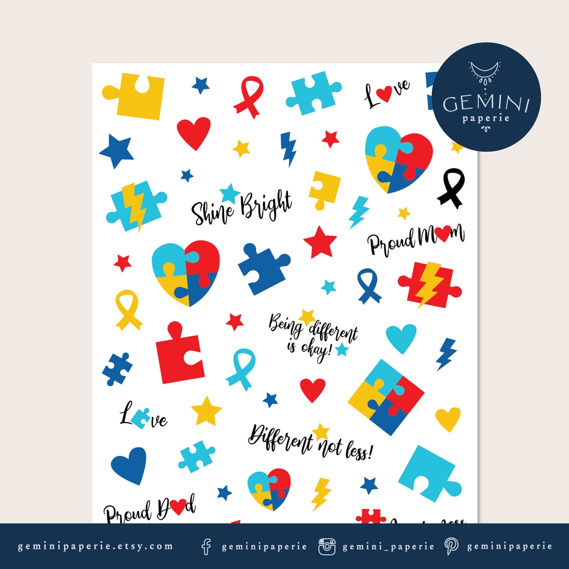 Autism Awareness Month Printable Sticker Printable DIY - Etsy