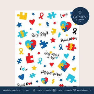 Autism Awareness Month Printable Sticker, Printable DIY Planner ...