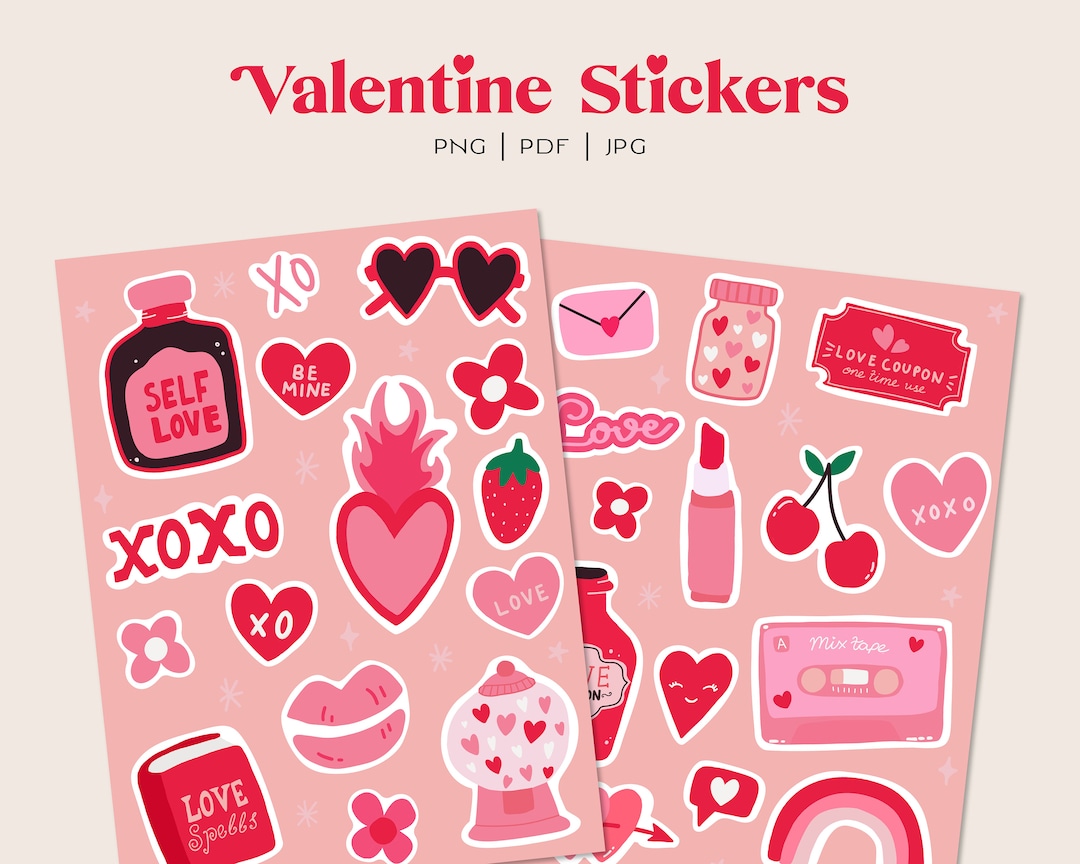 Valentine's Day Stickers, Valentine Vinyl Sticker, Love Hearts Stickers ...