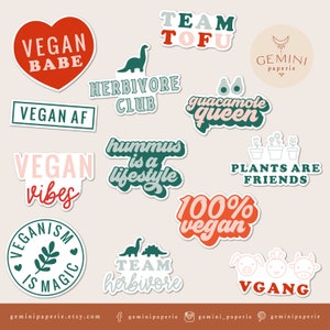 Printable Stickers Bundle, Vegan Vinyl Sticker, Laptop Decal, Animal ...