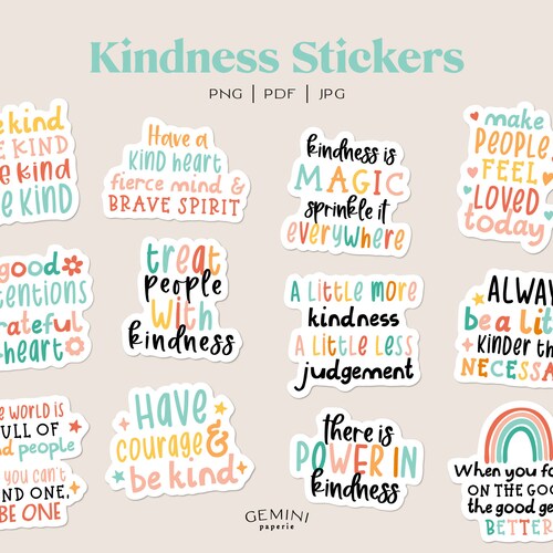 Kindness Sticker Bundle Motivational Png Positivity - Etsy