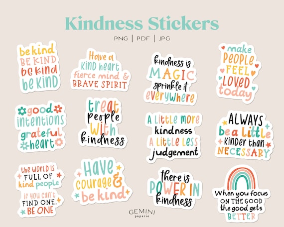 Kindness Sticker Bundle Motivational Png Positivity - Etsy