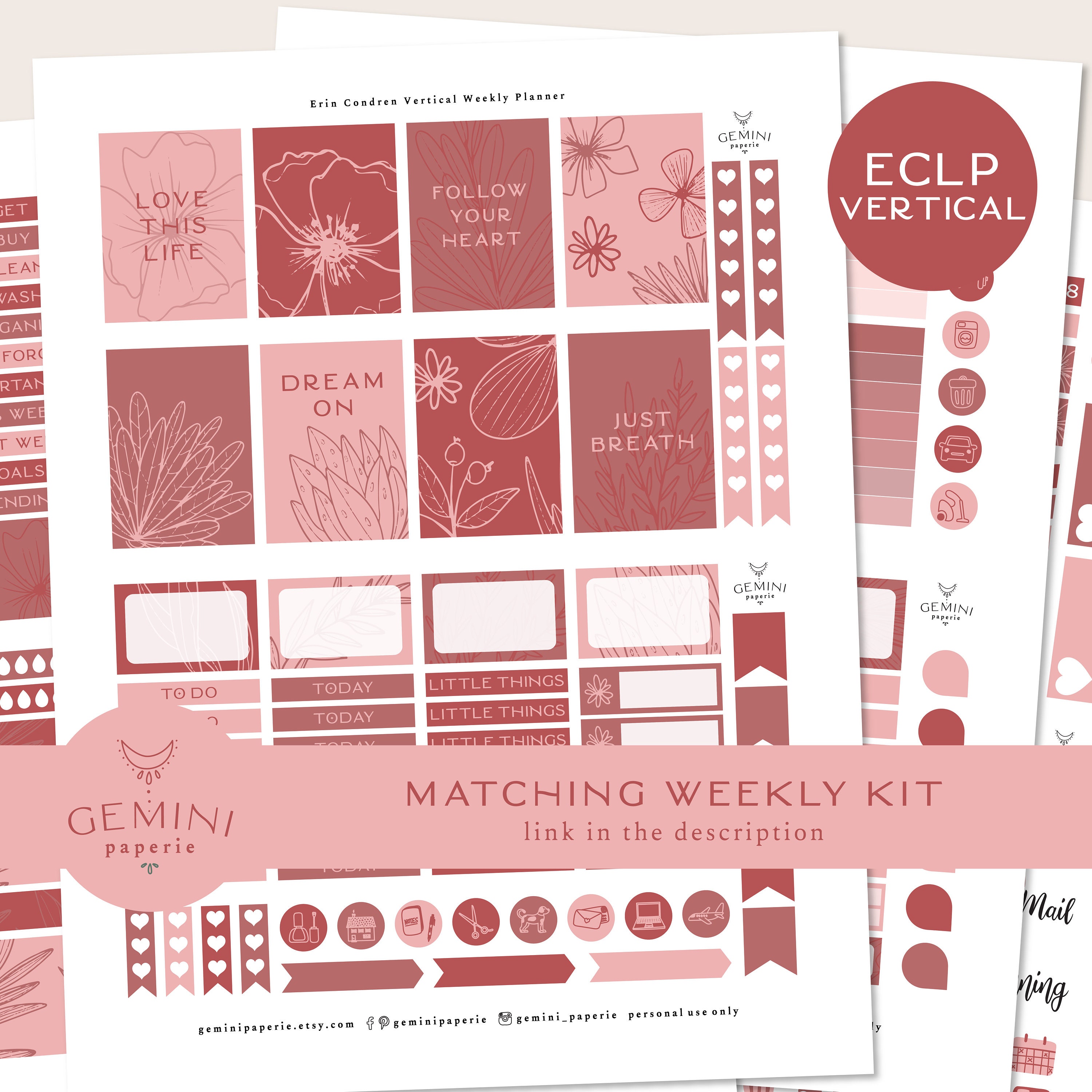 Printable Planner Stickers. Monthly Kit for Erin Condren 2021 Life ...