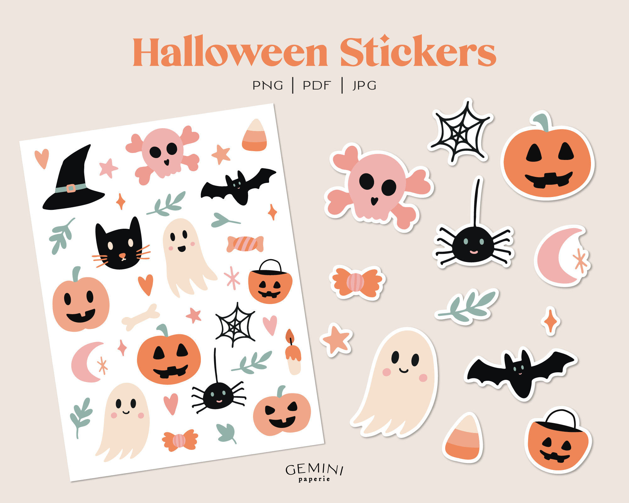 Halloween Sticker Sheet Halloween PNG Halloween Planner - Etsy