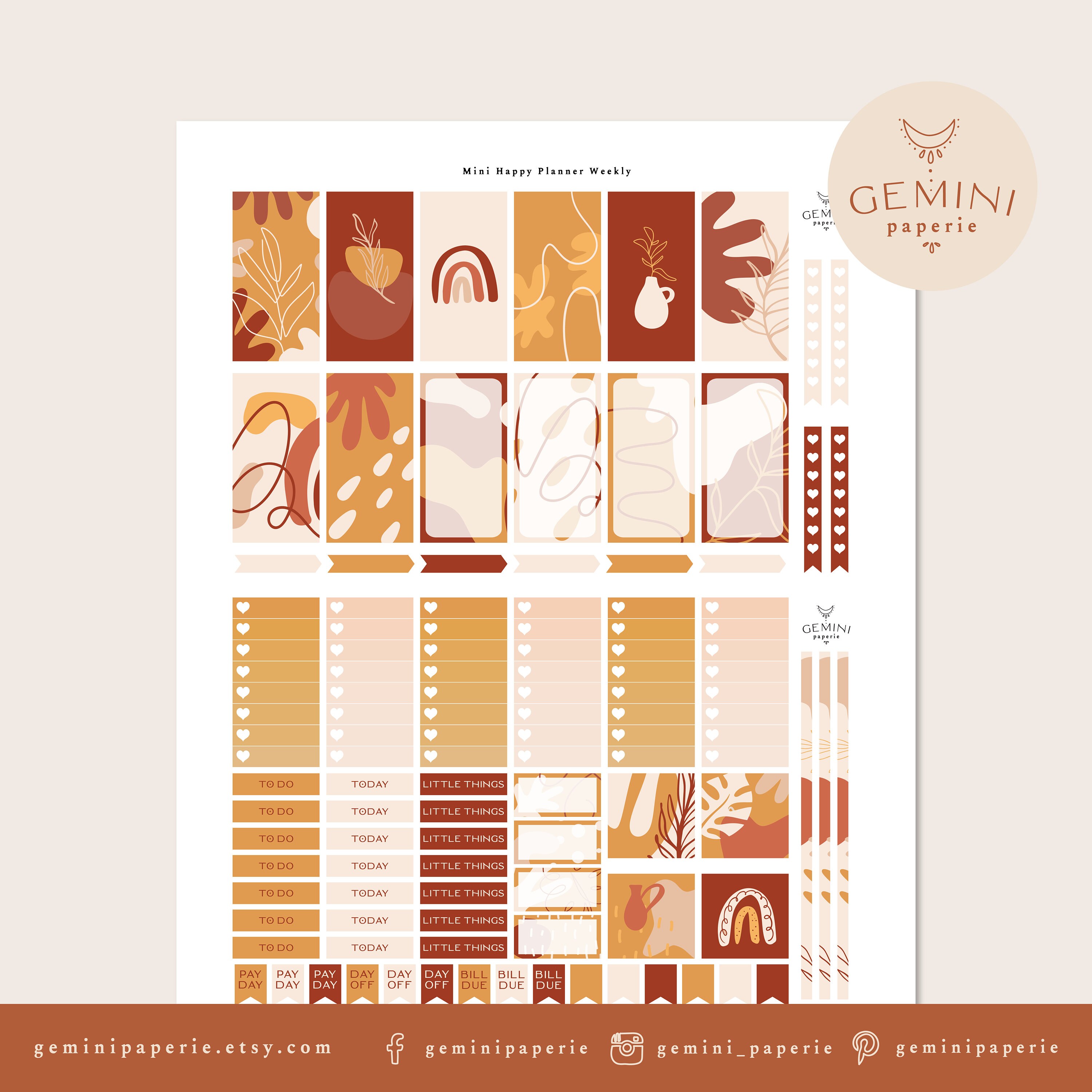 Mini Happy Planner Printable Stickers Abstract Mambi Mini - Etsy