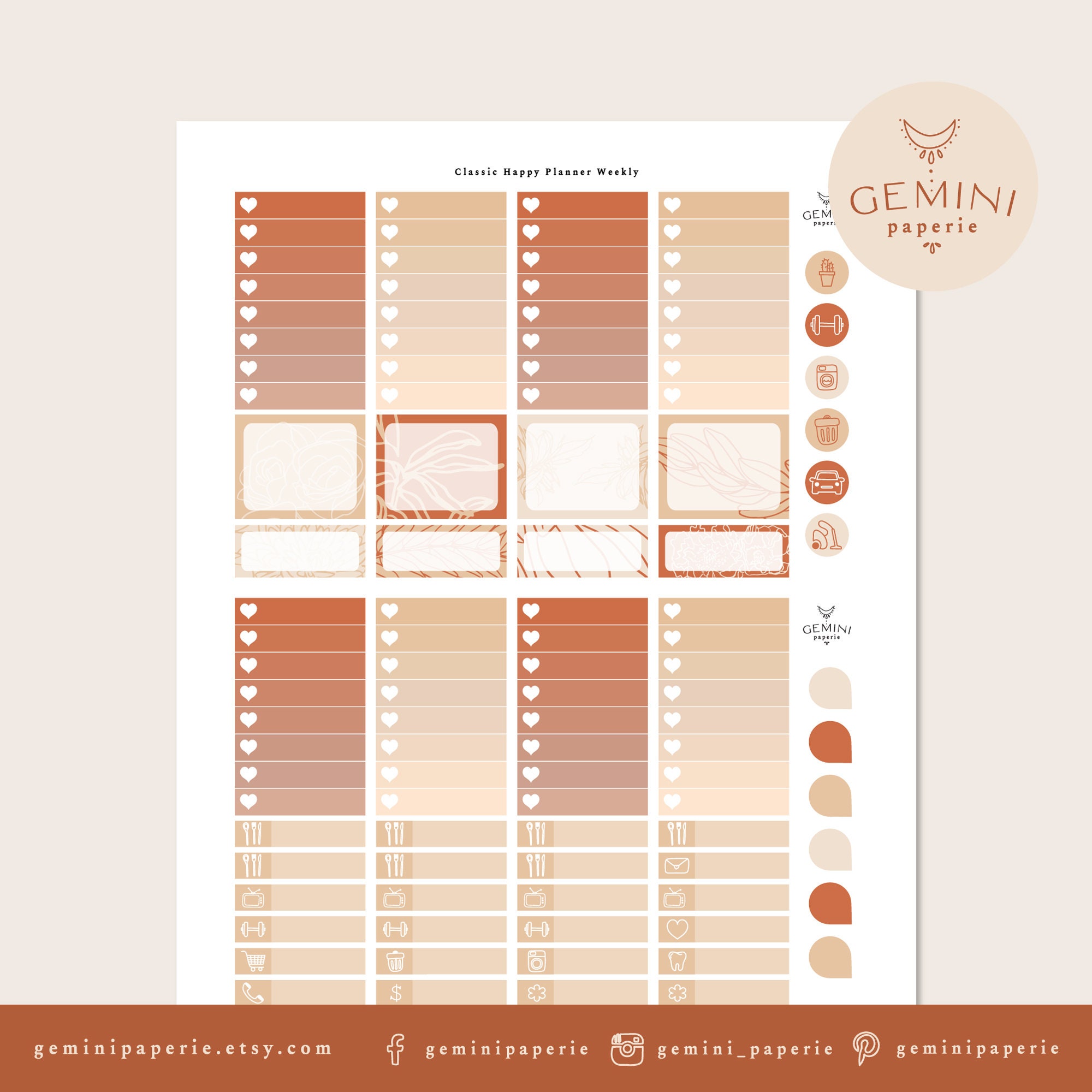 Printable Planner Stickers Weekly Kit for Classic HAPPY - Etsy