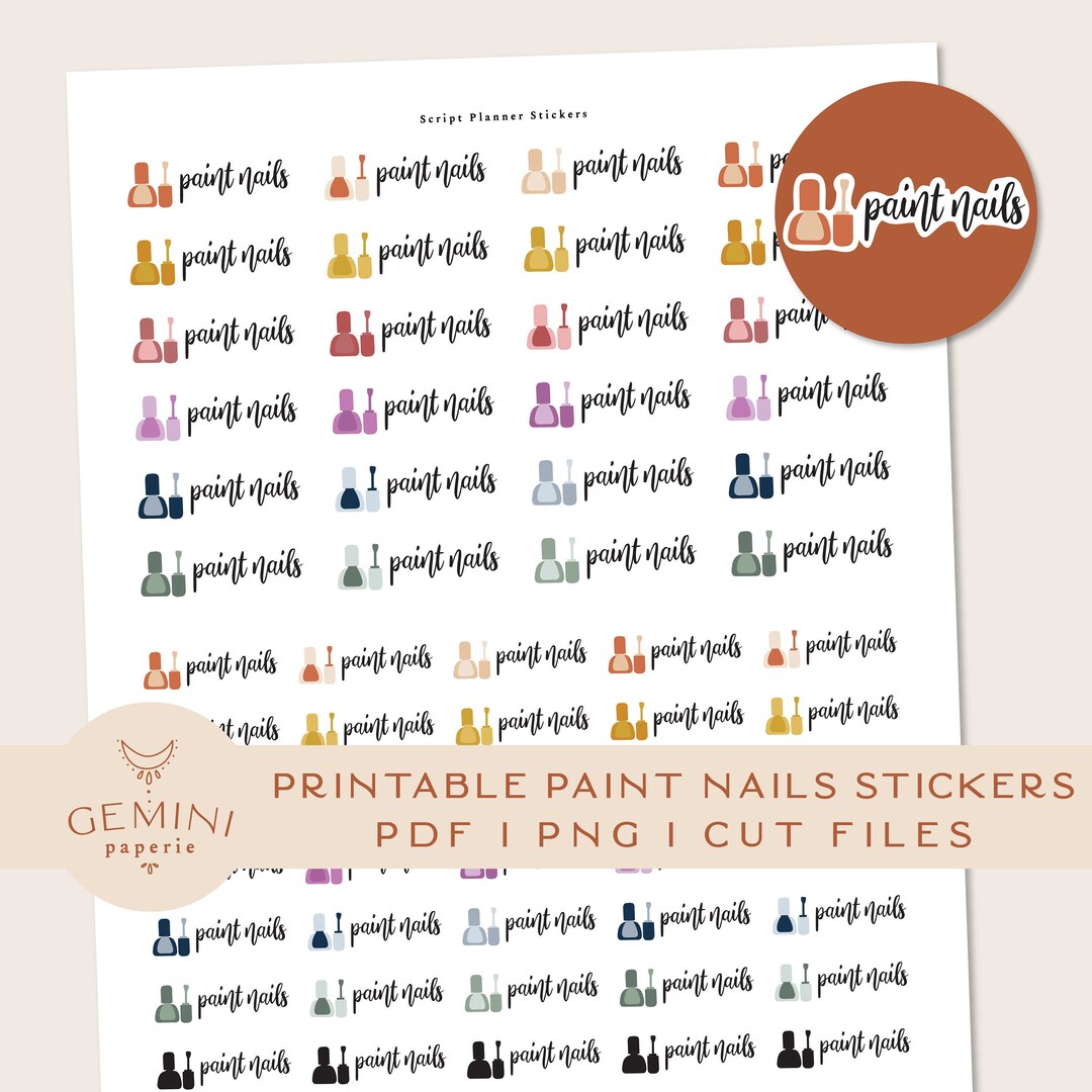 Paint Nails Printable Stickers. DIY Printable Stickers - Etsy