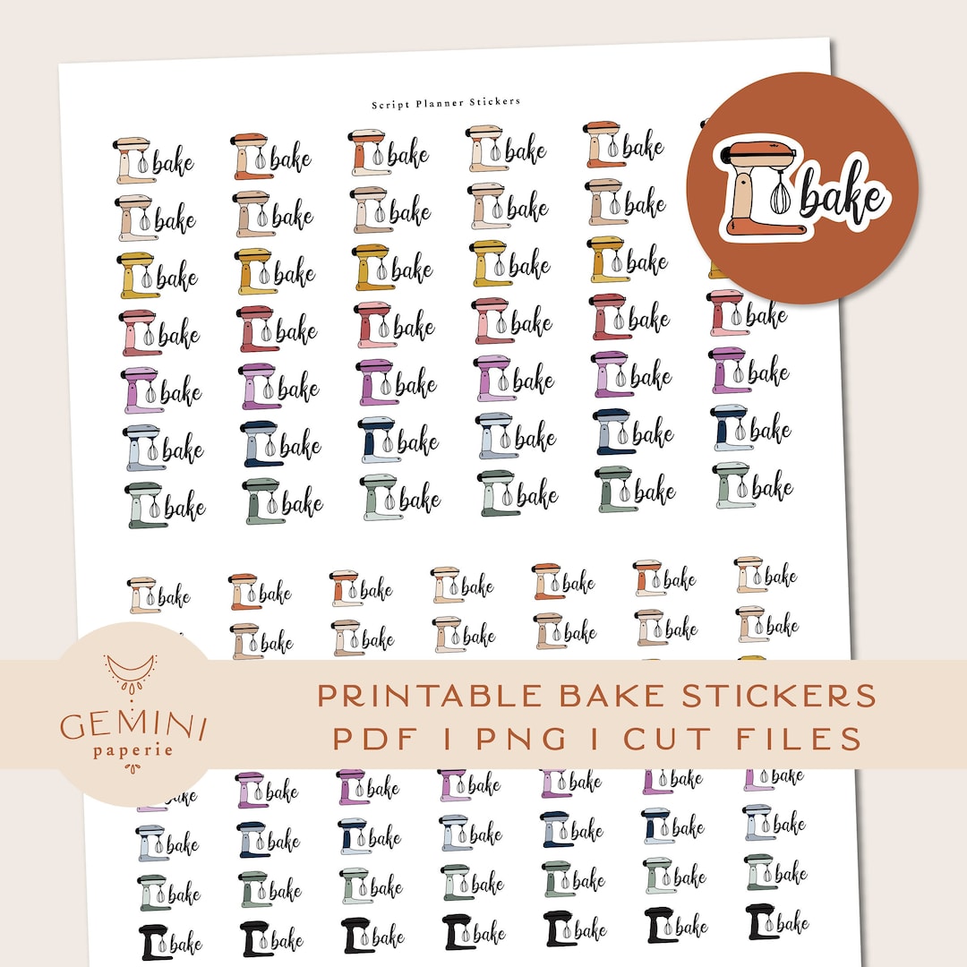 Bake, Baking Printable Stickers. DIY Printable Stickers - Etsy