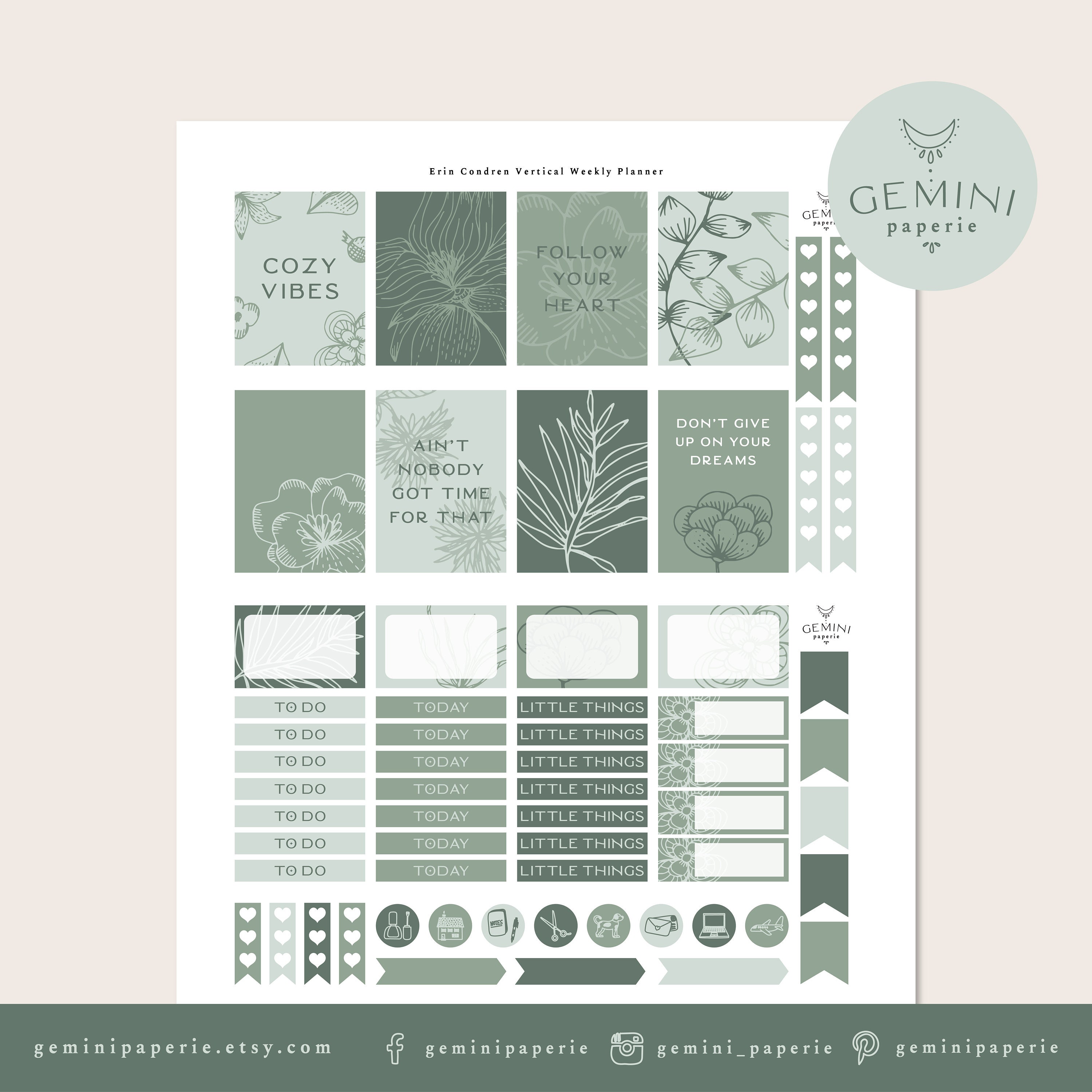 Printable Weekly Planner Stickers for Erin Condren 2021, Weekly Planner ...