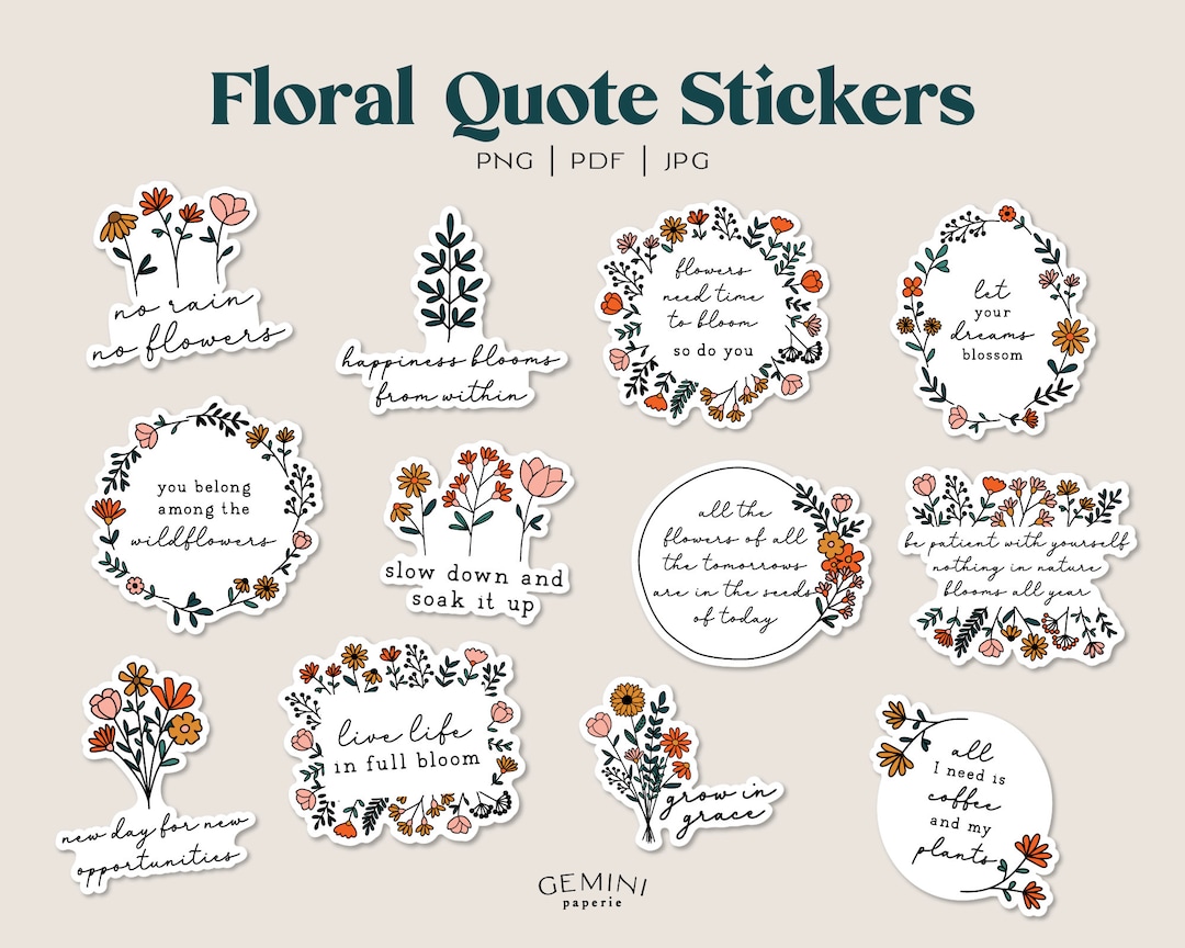 Wildflowers Stickers, Sticker Set, Bullet Journal Stickers, Flowers ...