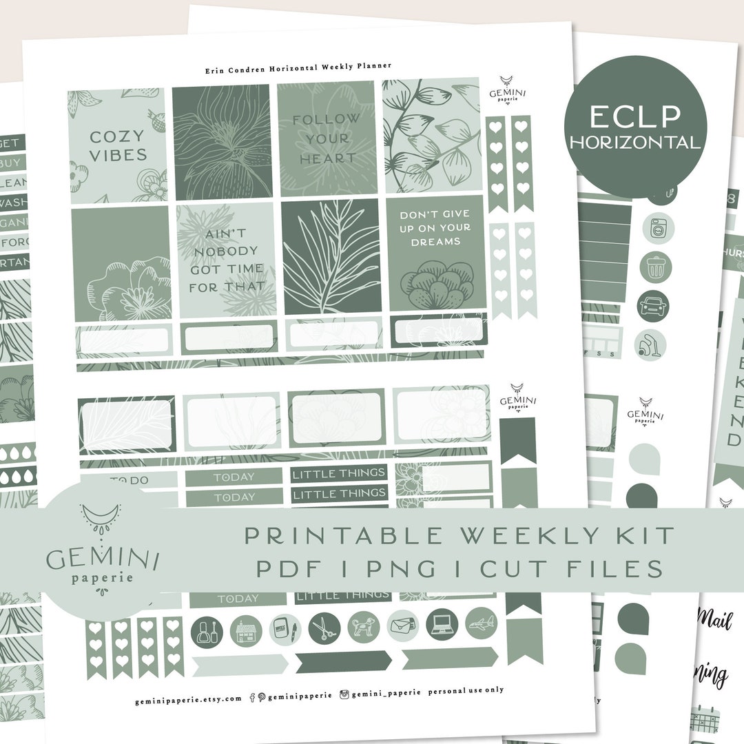 Printable Weekly Planner Stickers for Erin Condren Horizontal Life ...