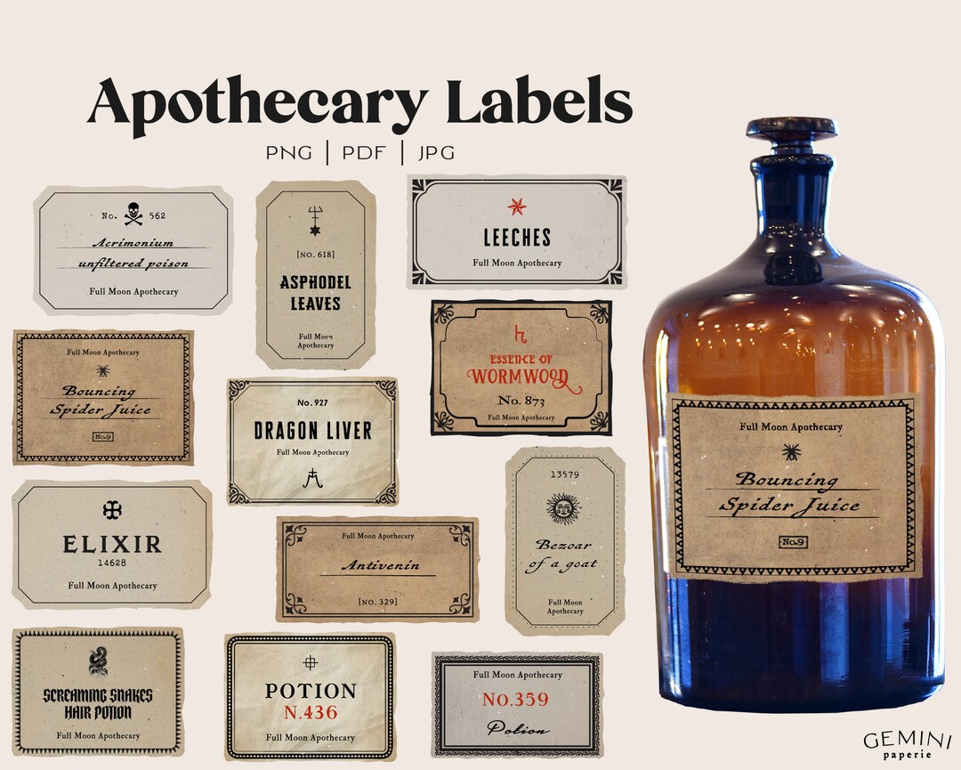 Apothecary Labels, Potion Label, Witches Pantry, Halloween Clipart ...