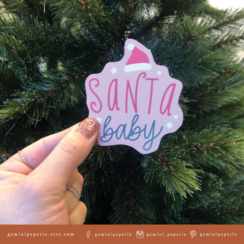Christmas Printable Sticker, Santa Baby Vinyl Sticker, Holiday Sticker ...