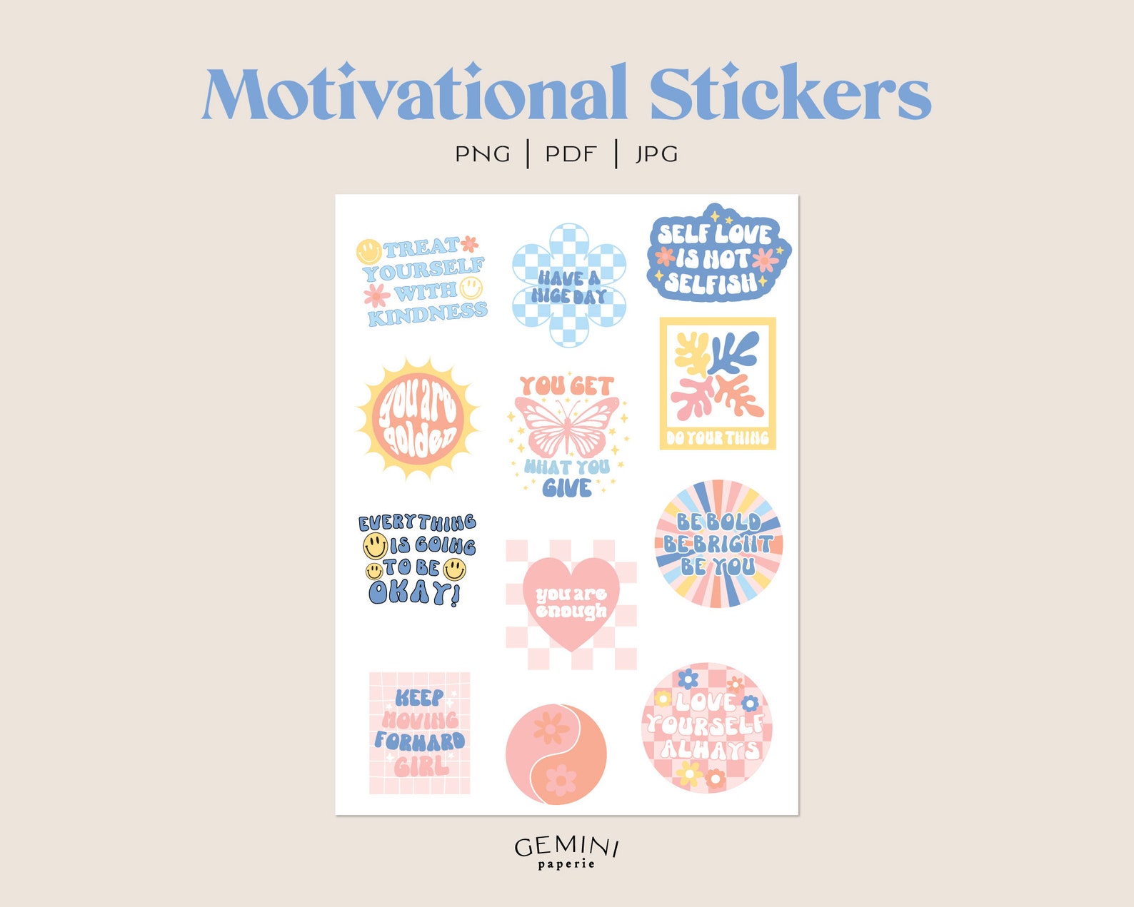 Motivational Stickers Printable Stickers Retro Stickers - Etsy